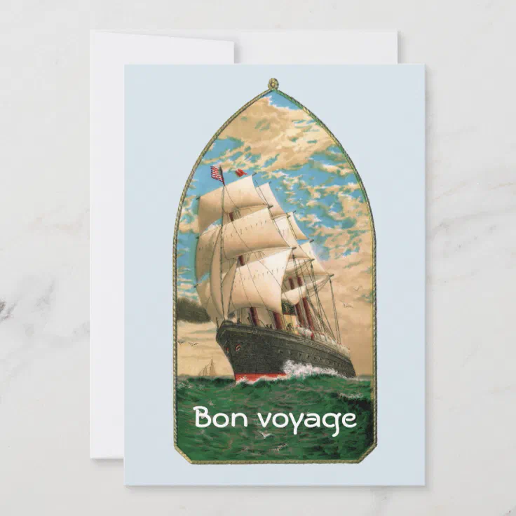 Old Fashioned Sailing Ship Bon Voyage Invitation | Zazzle