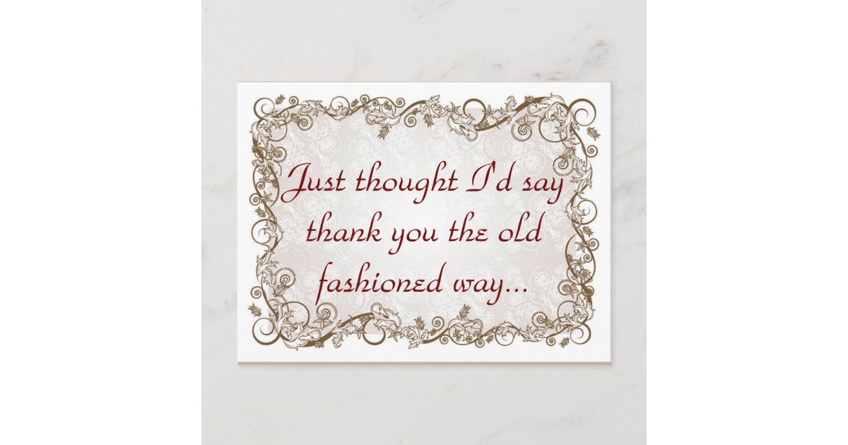 Old fashioned thank you postcard | Zazzle