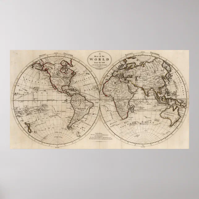 Old Fashioned World Map (1795) Poster | Zazzle