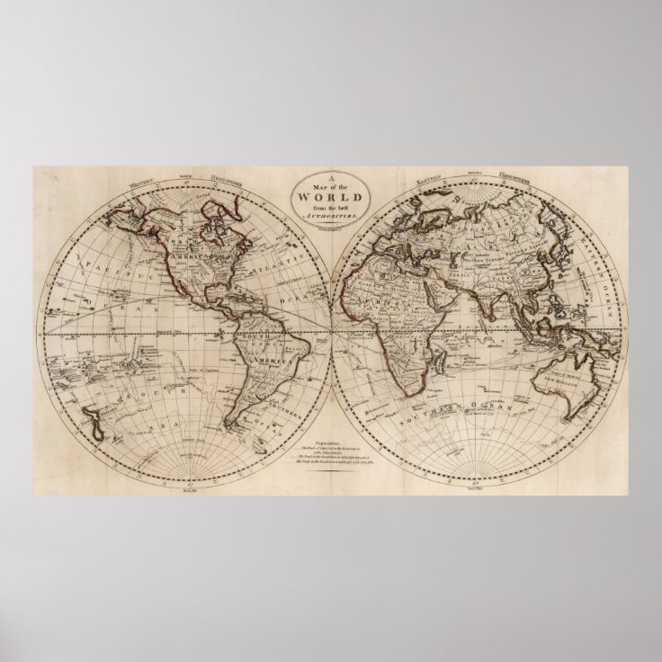 Old Fashioned World Map (1795) Poster | Zazzle