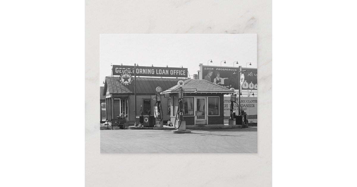 Old Gas Station, 1920s Postcard | Zazzle