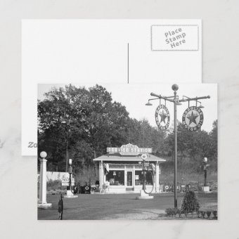 Old gas station, 1925 postcard | Zazzle