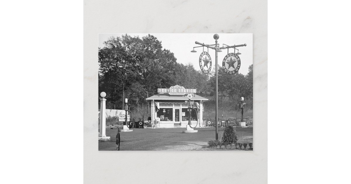 Old gas station, 1925 postcard | Zazzle