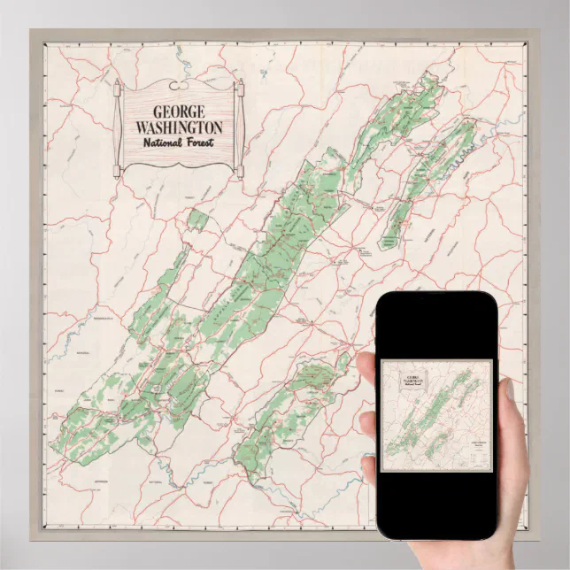 Old George Washington National Forest Map (1964) Poster | Zazzle