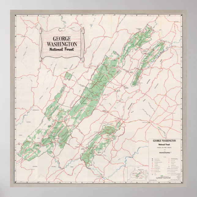 Old George Washington National Forest Map (1964) Poster | Zazzle