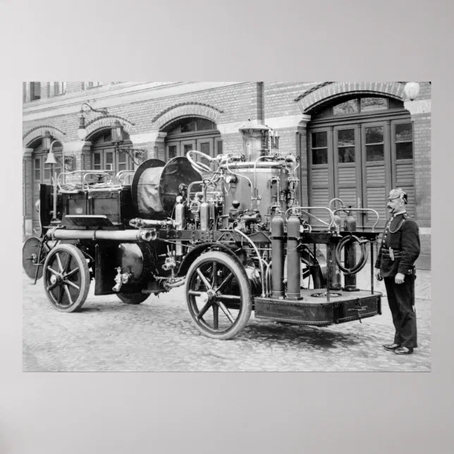 Old German Fire Engine, early 1900s Poster | Zazzle