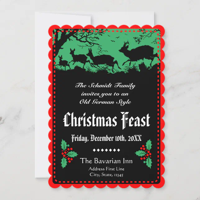 Old German Style Christmas Party or Banquet Invitation | Zazzle