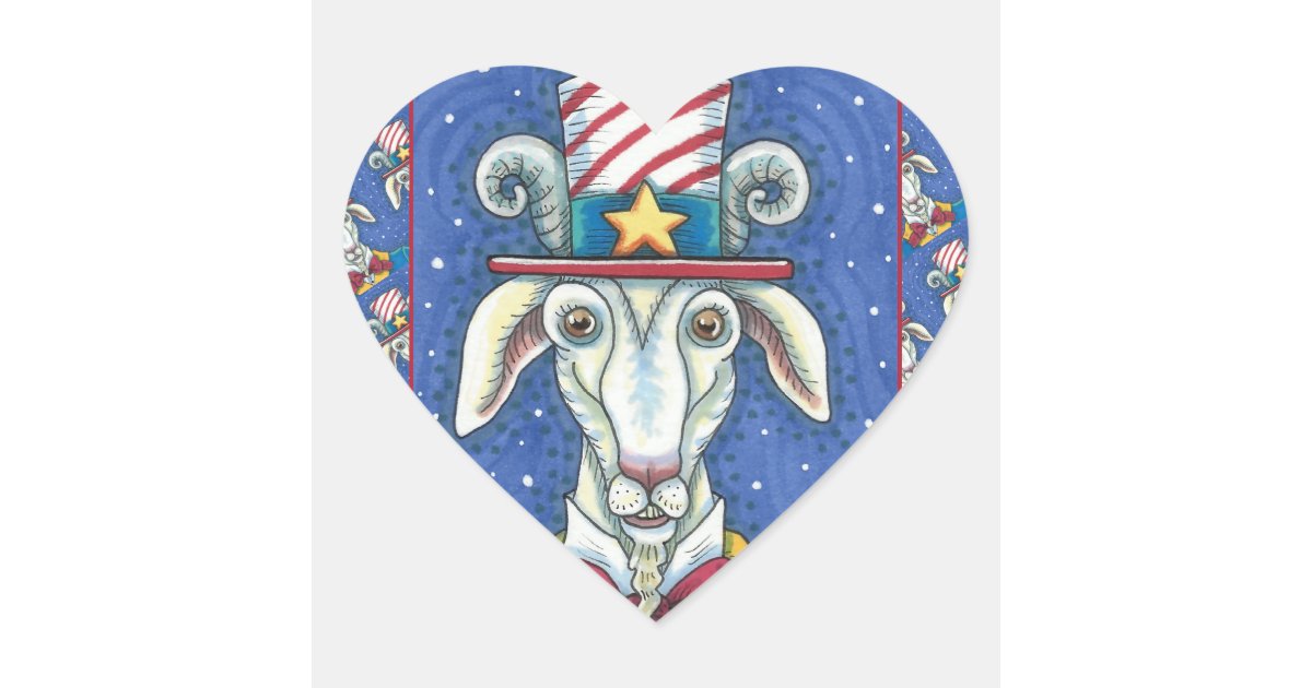 OLD GOAT UNCLE SAM, FUNNY FARM PATRIOTIC BILLYGOAT HEART STICKER | Zazzle