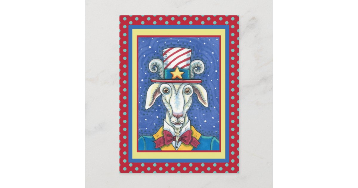 OLD GOAT UNCLE SAM, FUNNY FARM PATRIOTIC BILLYGOAT POSTCARD | Zazzle