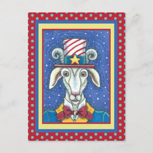 OLD GOAT UNCLE SAM, FUNNY FARM PATRIOTIC BILLYGOAT POSTCARD | Zazzle