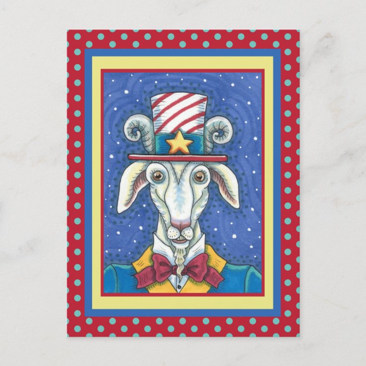 OLD GOAT UNCLE SAM, FUNNY FARM PATRIOTIC BILLYGOAT POSTCARD | Zazzle
