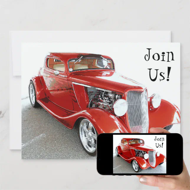 Old Guy Birthday Party - Classic Car Invitation | Zazzle