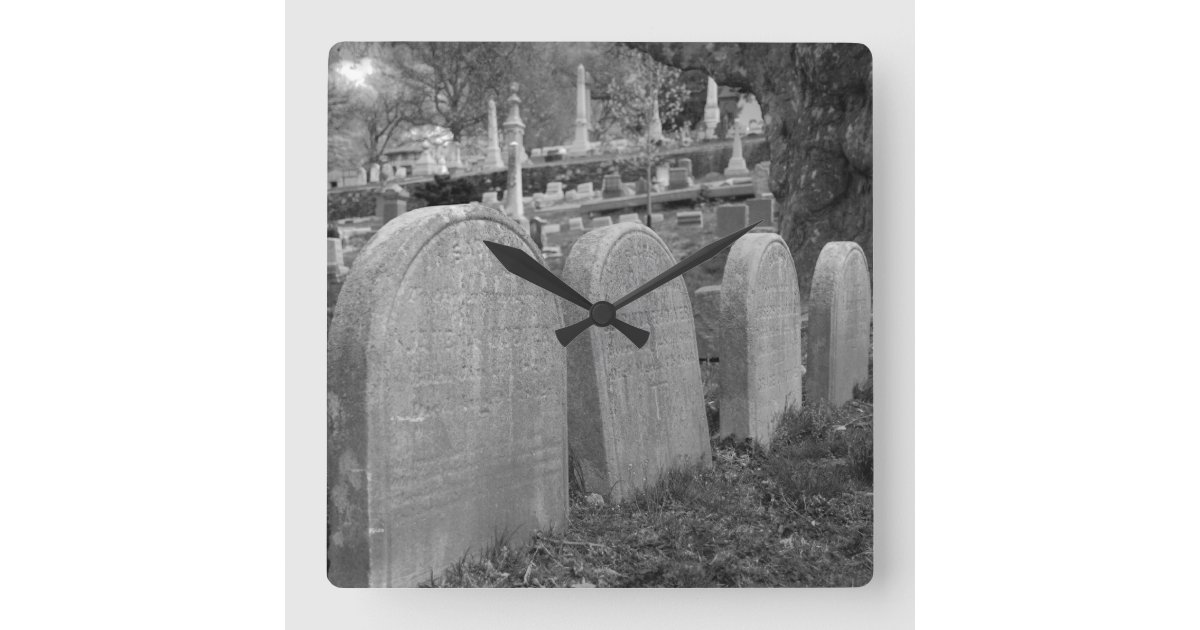 old headstones square wall clock | Zazzle