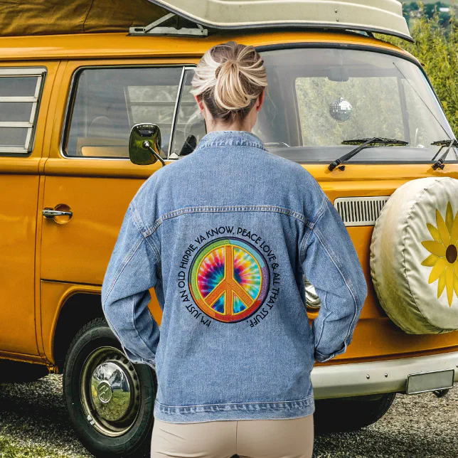 Old Hippie Peace Sign Denim Jacket | Zazzle