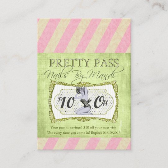 Old Hollywood $10 Off Pretty Pass Business Cards | Zazzle.com