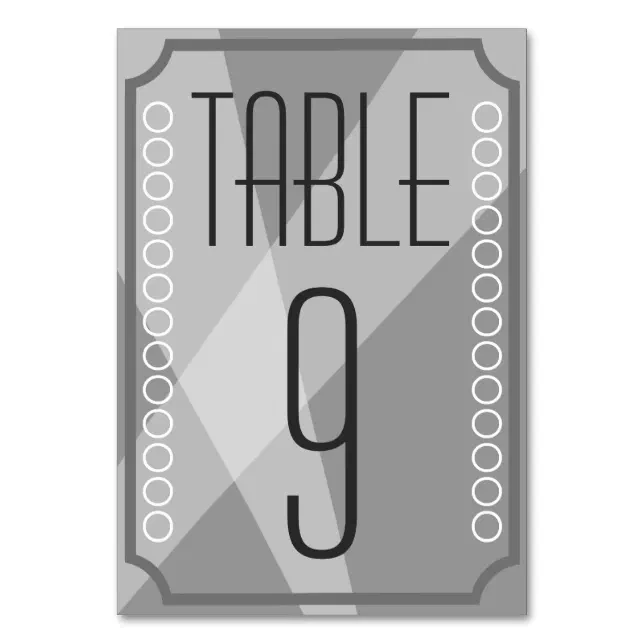 Old Hollywood Style Table Number cards | Zazzle