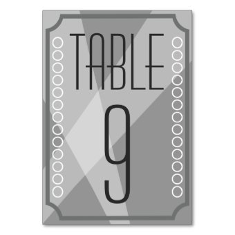 Old Hollywood Style Table Number cards | Zazzle