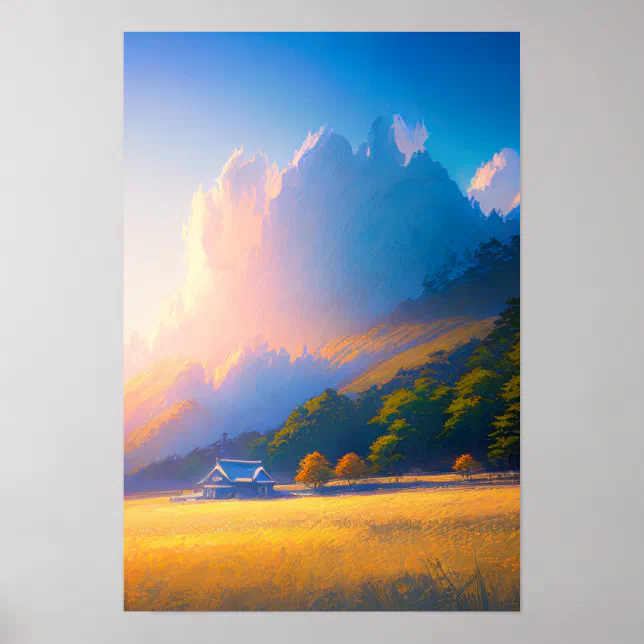 Old House in Golden Fields Poster | Zazzle
