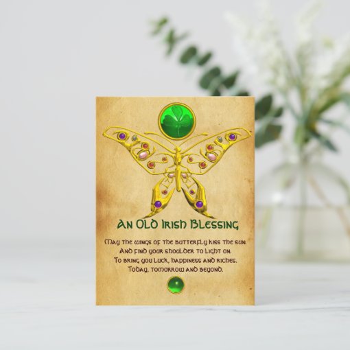 Old Irish Blessing For Luck Parchment Postcard | Zazzle