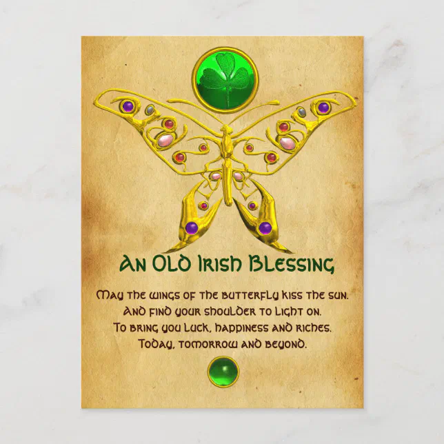 Old Irish Blessing For Luck Parchment Postcard | Zazzle