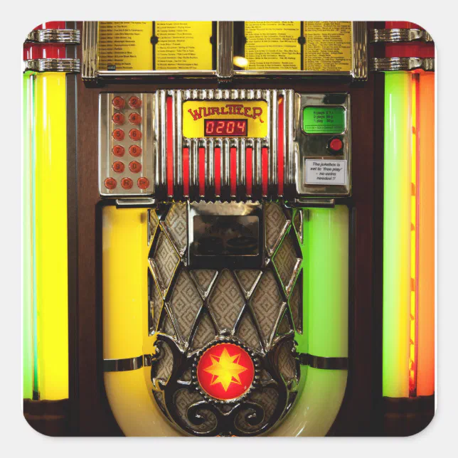 Old Jukebox Square Sticker | Zazzle