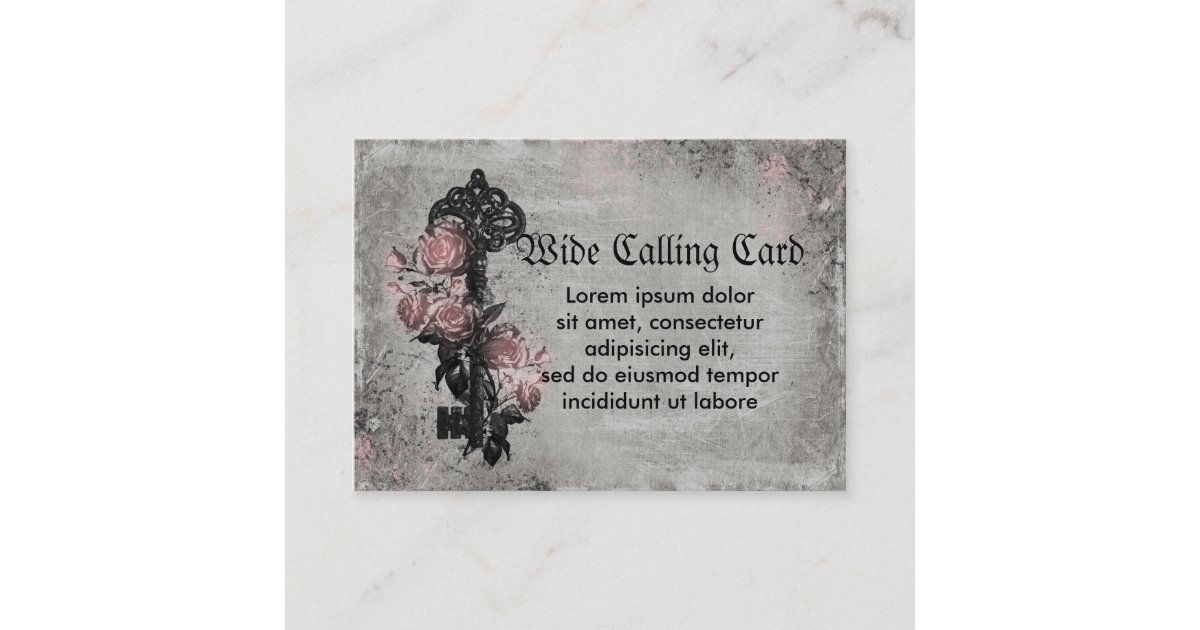 Old Key and Roses Calling Card | Zazzle