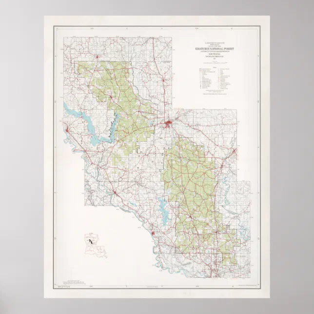 Old Kisatchie National Forest Map (1967) Poster | Zazzle