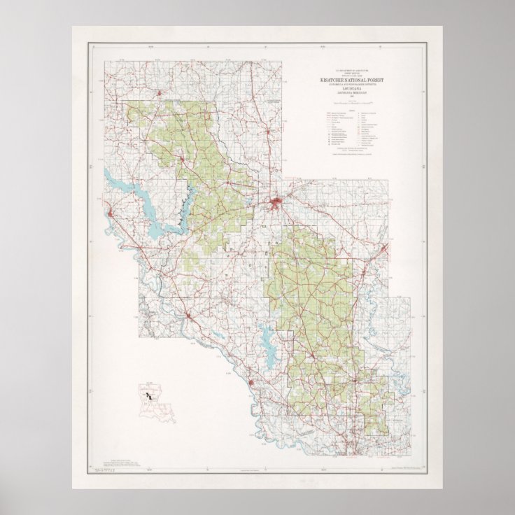 Old Kisatchie National Forest Map (1967) Poster | Zazzle