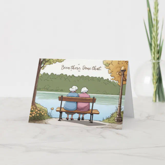 Old Ladies Sitting on Park Bench Card | Zazzle