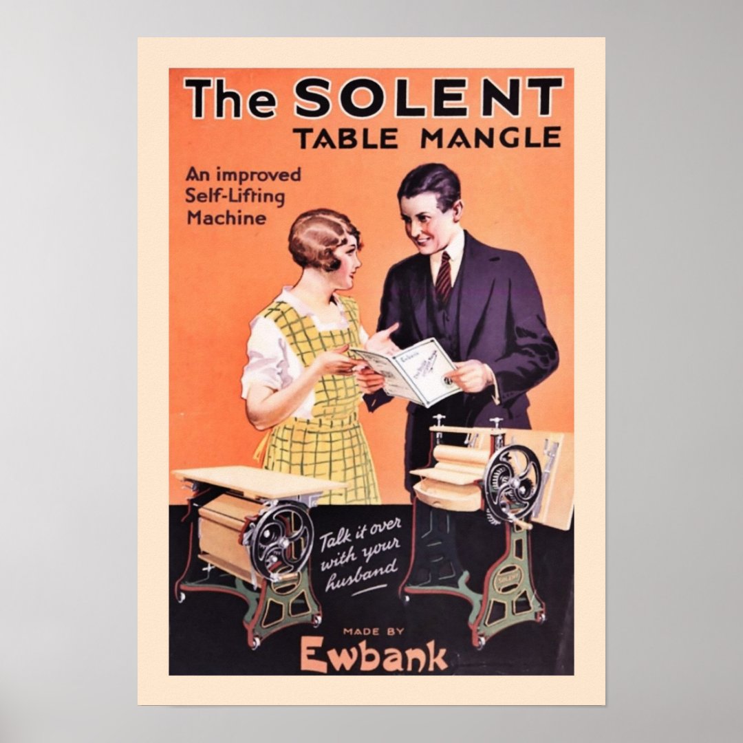 Old Laundry Table Mangle Poster | Zazzle