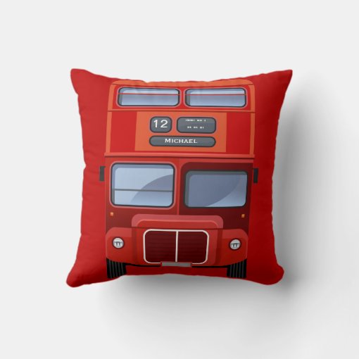 Old London Red Double Decker Bus Pillow | Zazzle