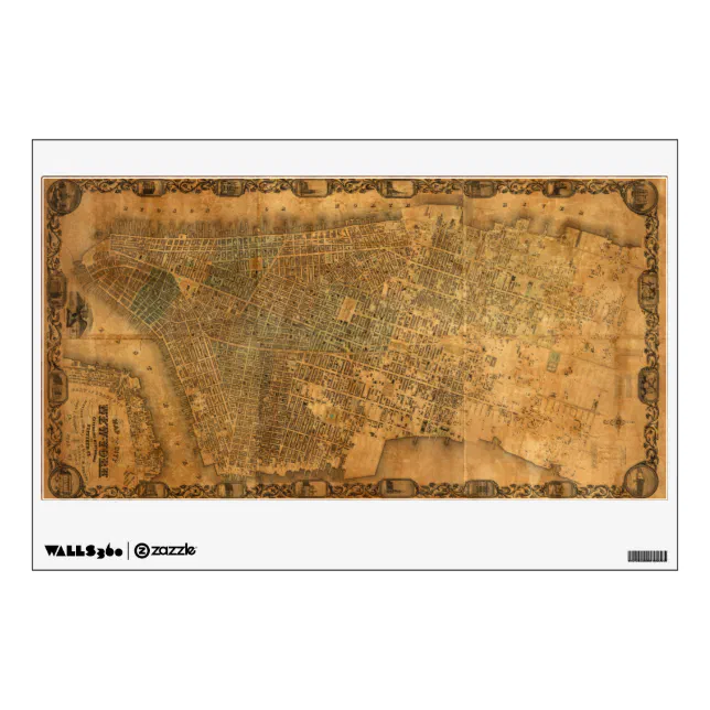 Old Map of New York City in 1852 Wall Decal | Zazzle