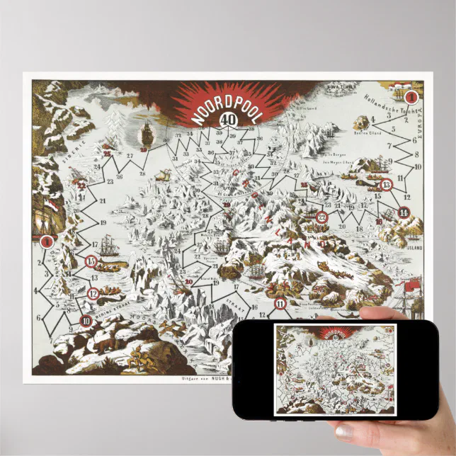 Old map of the north pole poster | Zazzle