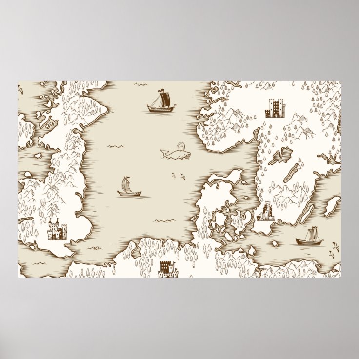 Old map of the North Sea, Britain and Scandinavia, Poster | Zazzle