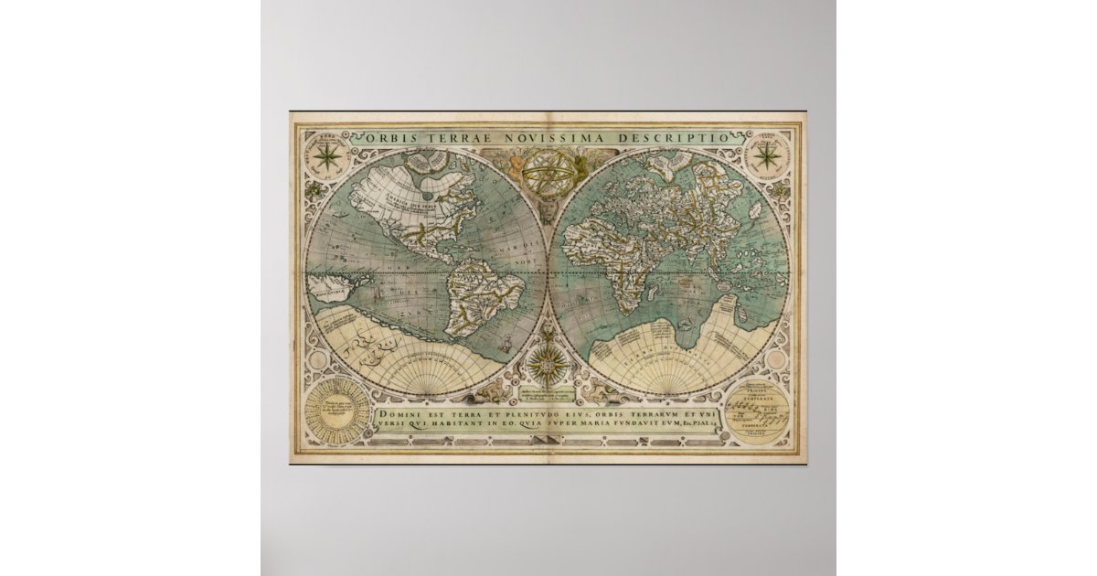 Old Map of the World 1700 Poster | Zazzle
