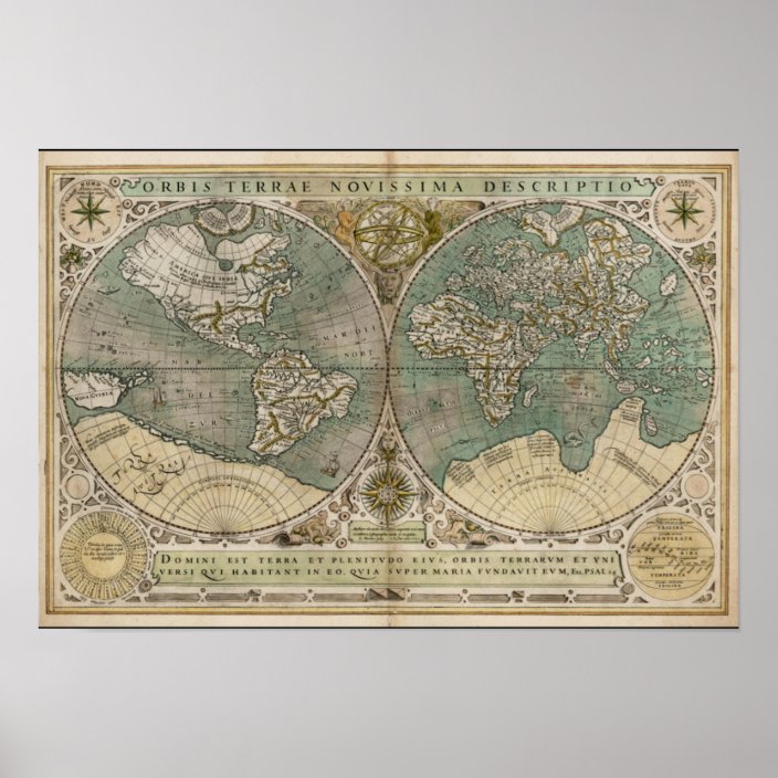 Old Map of the World 1700 Poster | Zazzle.com