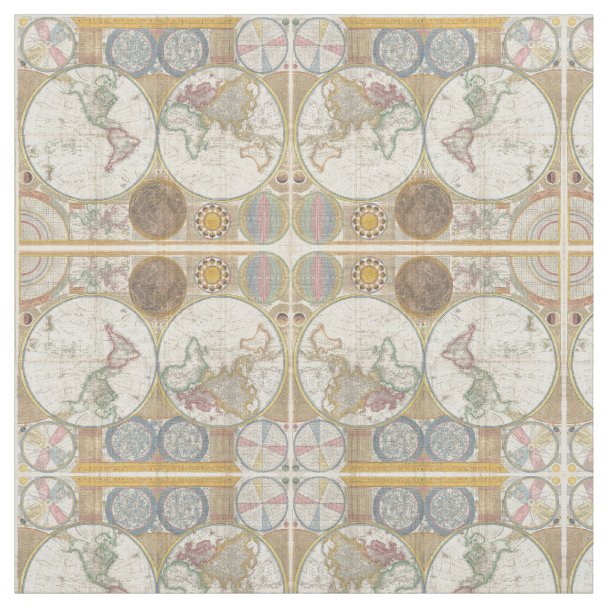 Old World Map Fabric | Zazzle