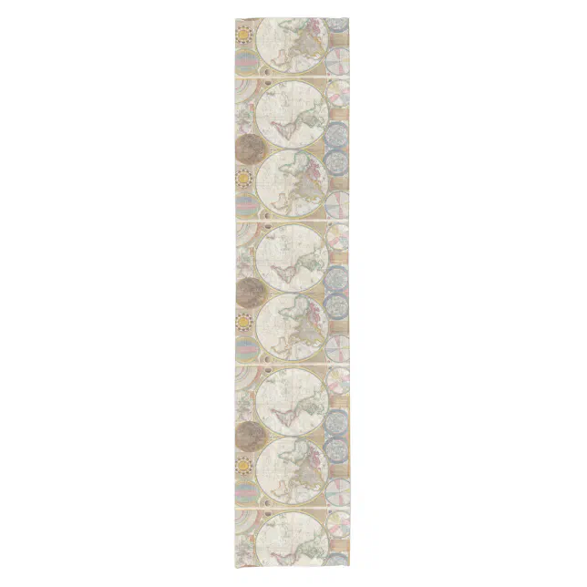 Old Map of the World Short Table Runner | Zazzle