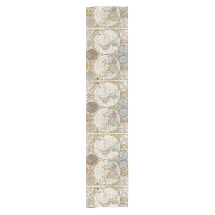 Old Map of the World Short Table Runner | Zazzle