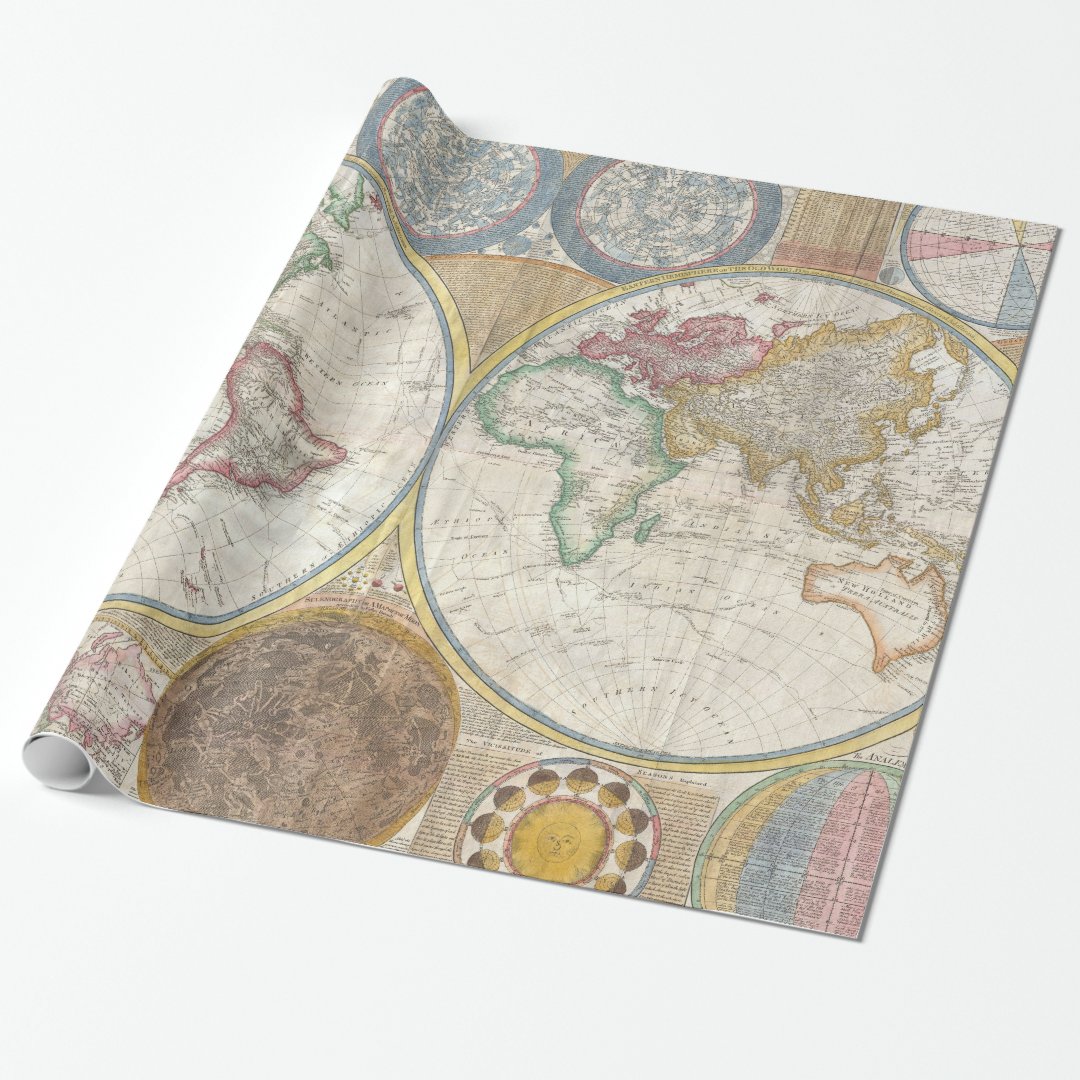 Old Map of the World Wrapping Paper | Zazzle