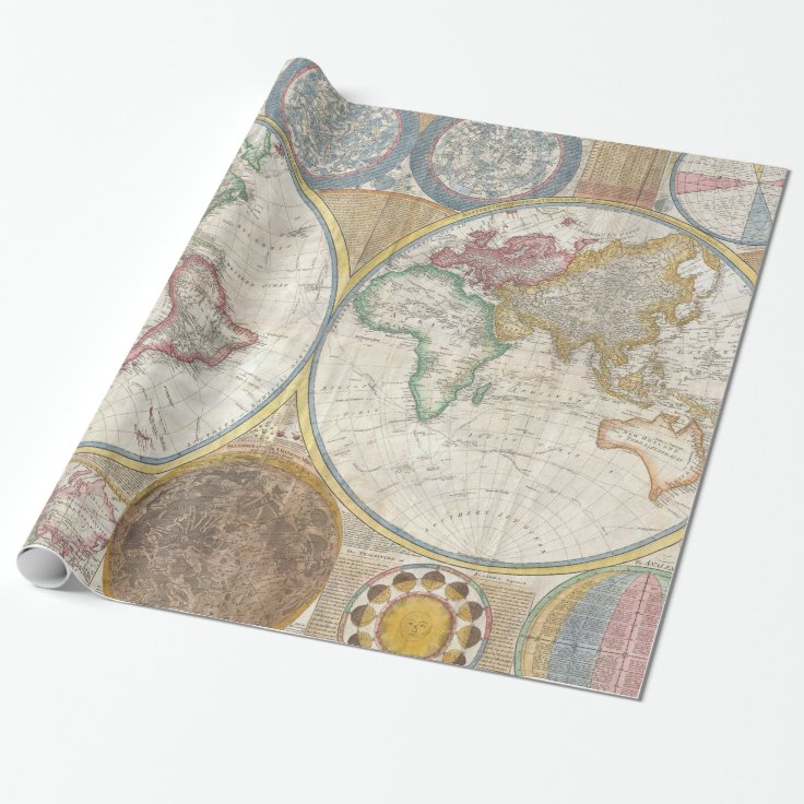 Old Map of the World Wrapping Paper | Zazzle