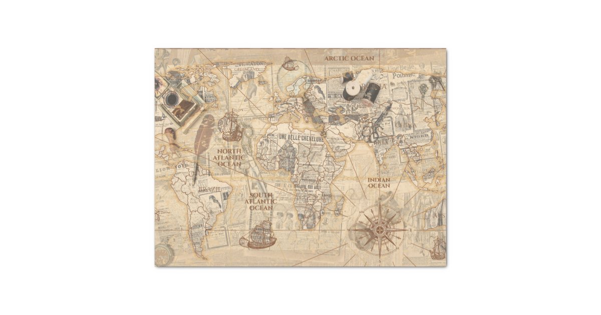old map tissue paper | Zazzle