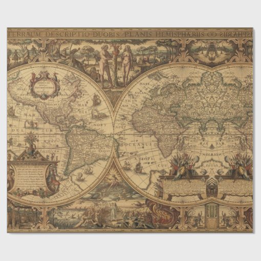 Old Map Vintage Travel World Map Traveller Gift Wrapping Paper | Zazzle