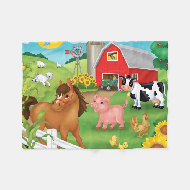 Old McDonald's Farm Flannel Blanket | Zazzle