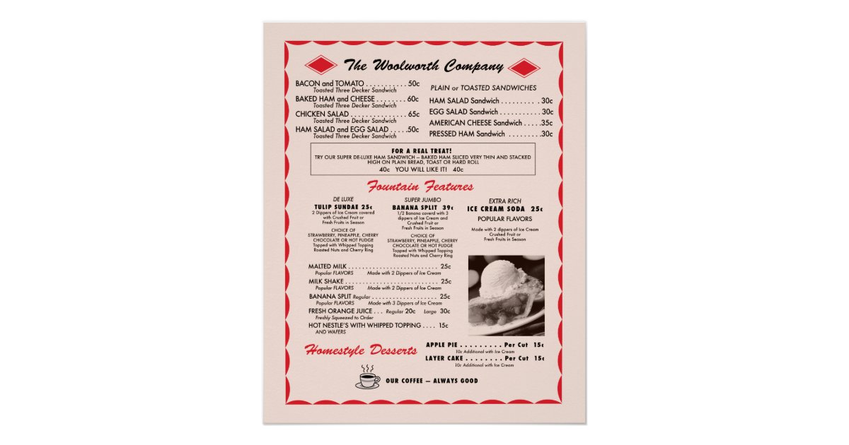Old Menu Poster | Zazzle