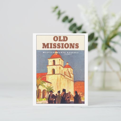 Old Missions, Mission Santa Barbara Postcard | Zazzle