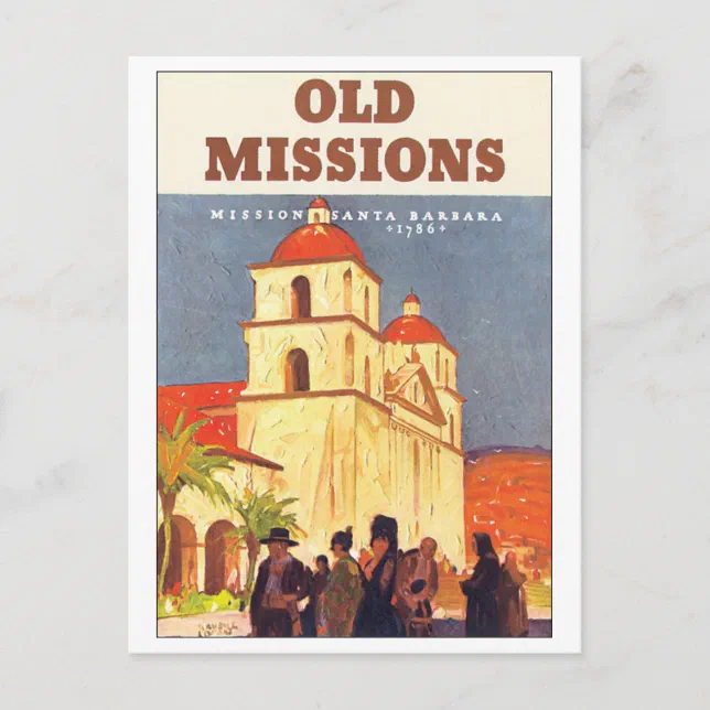 Old Missions, Mission Santa Barbara Postcard | Zazzle