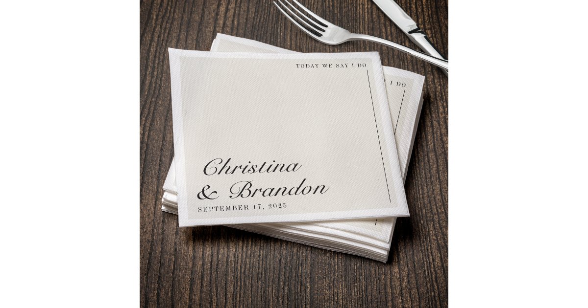 Old Money Minimalist Ecru White Wedding Invitation Napkins | Zazzle
