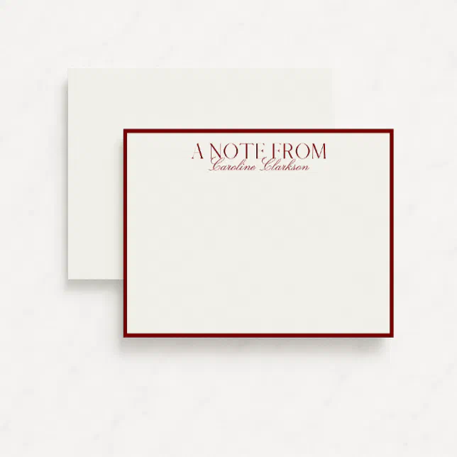 Old Money Red Border Modern Bold Text Note card | Zazzle