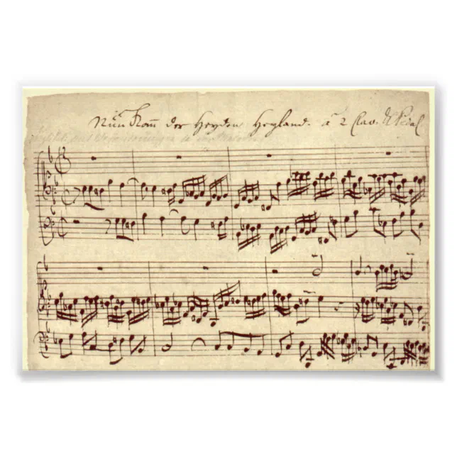 Old Music Notes - Bach Music Sheet Photo Print | Zazzle